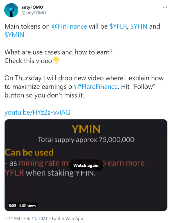 Flare Finance Tokens YFLR, YFIN, YMIN Explained by Flare Community - U ...