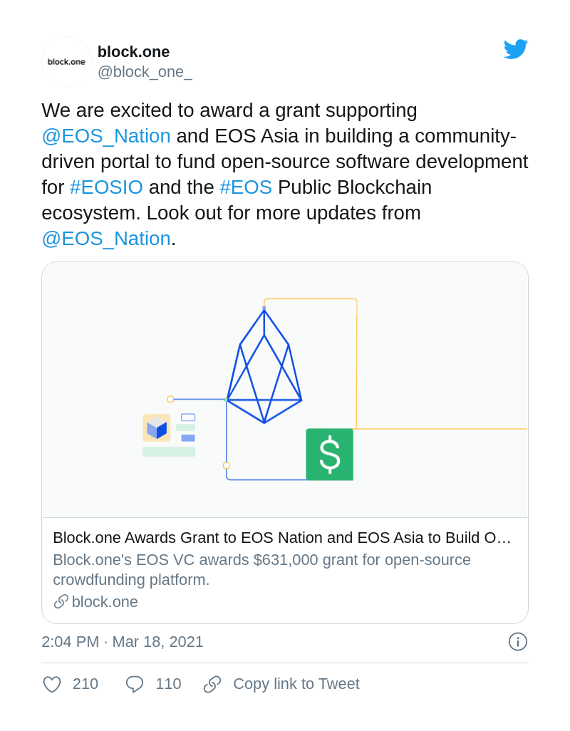 Block.one's EOS VC Awards $631,000 to Two Block Producers, Here's Why ...