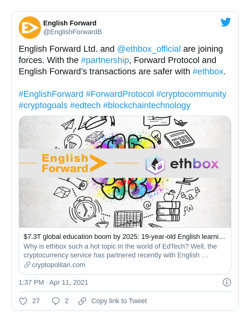 Ethbox (EBOX) Joins English Forward Platform as Payment Provider ...
