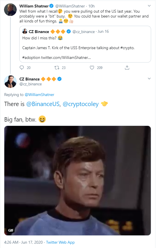 Top Star Trek Actor Says Binance Lost Chance to Become Partner of His ...