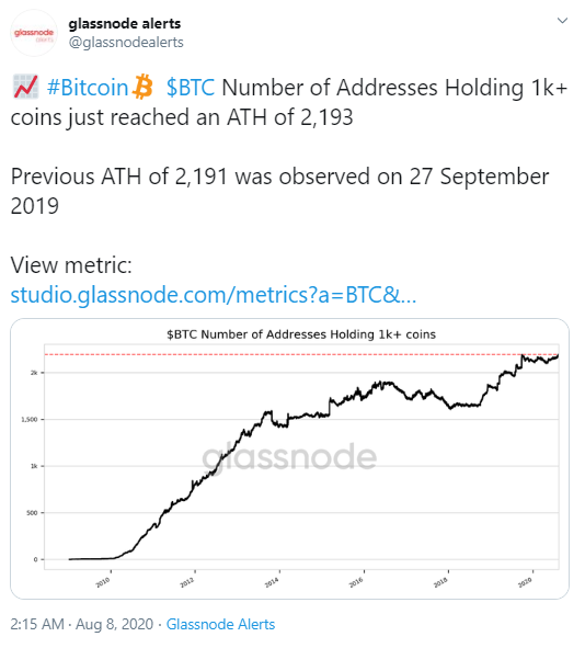 Number of Bitcoin Addresses Storing Over 1,000 BTC Hits New All-Time ...