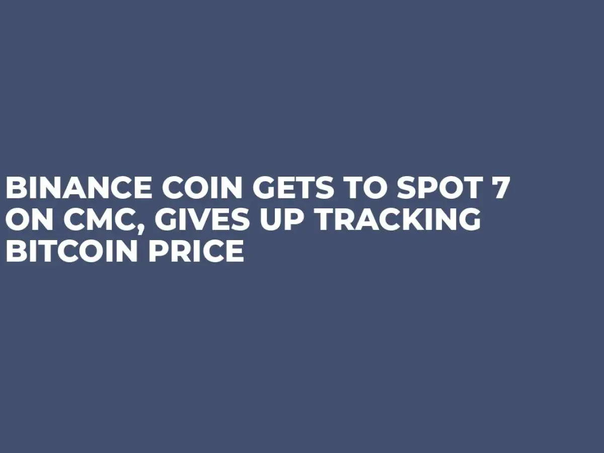 Binance Coin Gets to Spot 7 on CMC, Gives Up Tracking Bitcoin Price