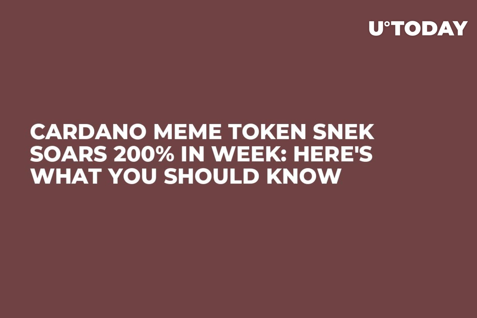 Cardano Meme Token SNEK Soars 200% in Week: Here's What You Should Know ...