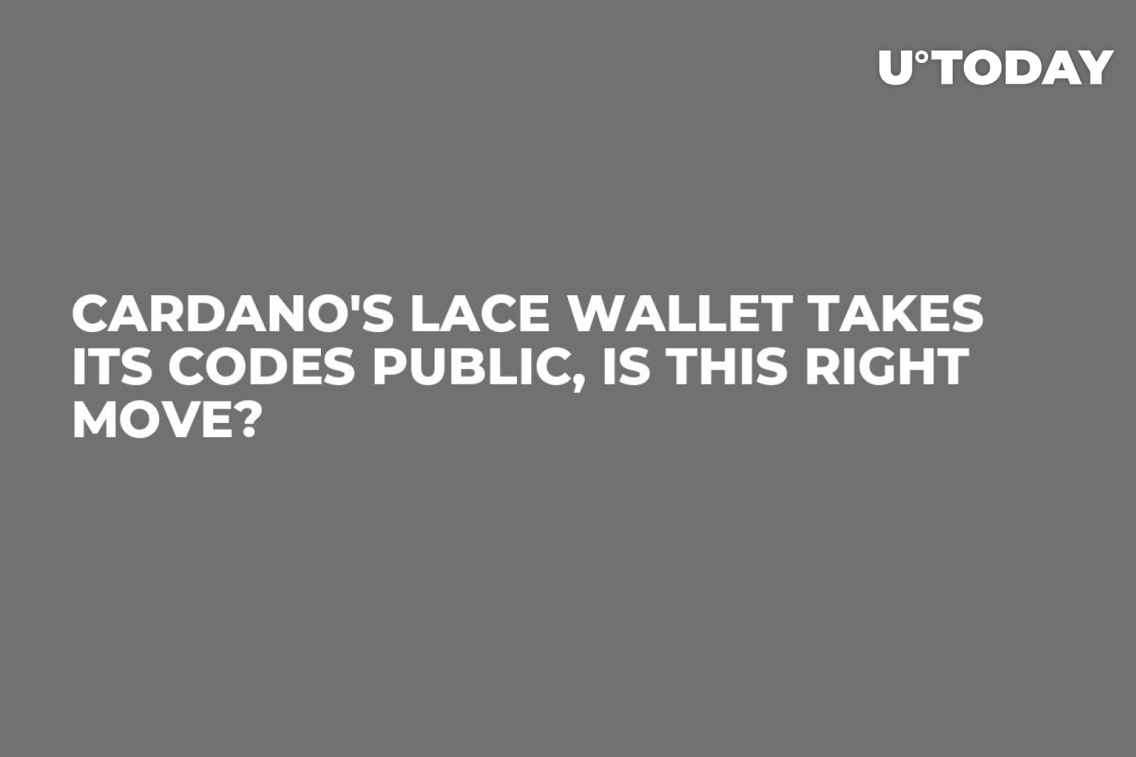 Cardano's Lace Wallet Takes Its Codes Public, Is This Right Move? - U.Today