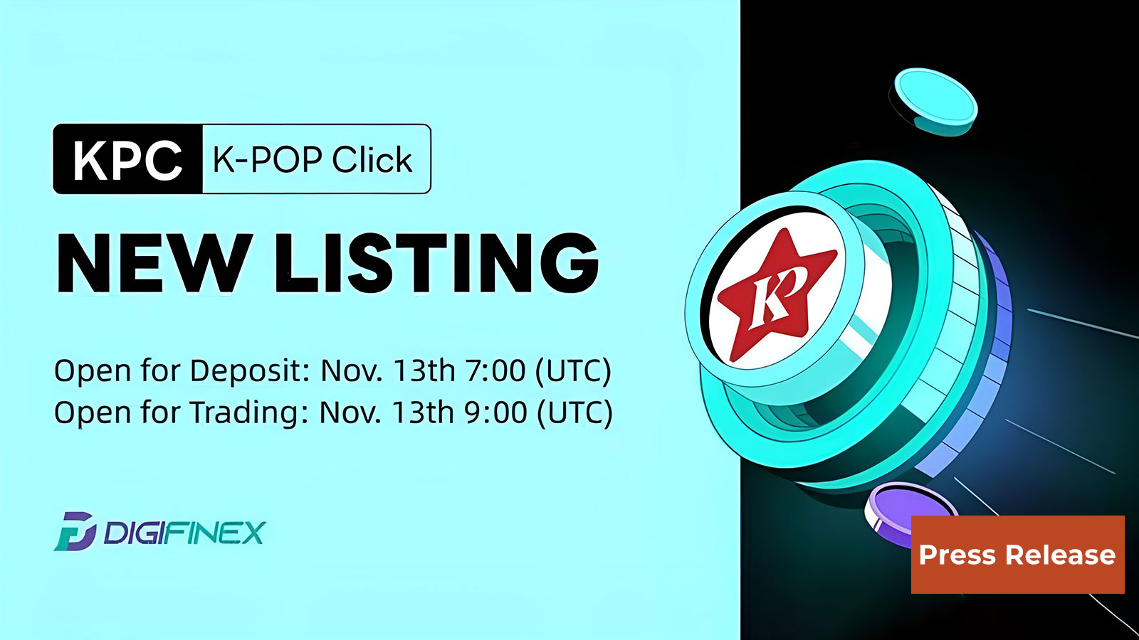 K-POP CLICK COIN (KPC) Lists on DigiFinex, Signaling Global Market Entry