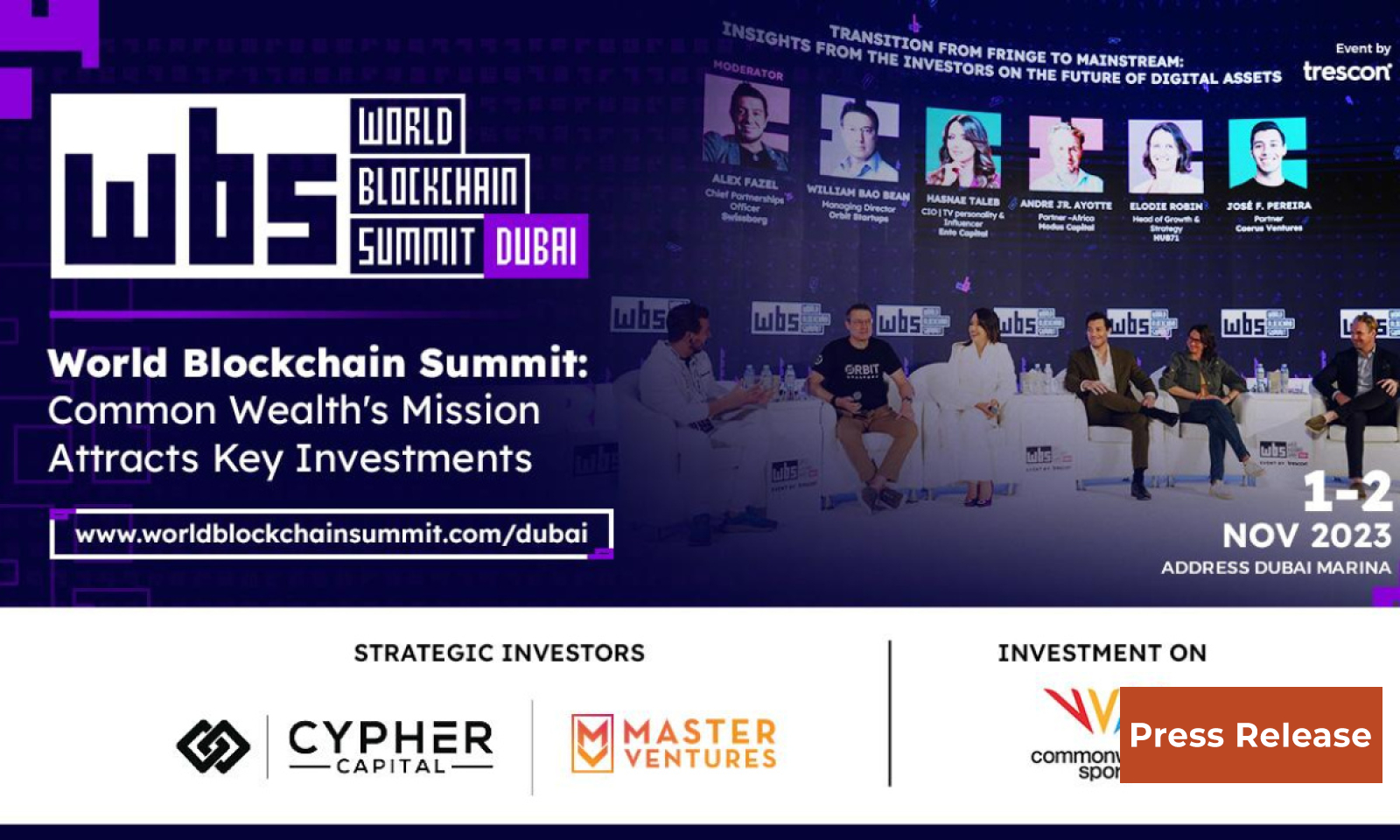 World Blockchain Summit: Common Wealth's Mission Attracts Key Investments