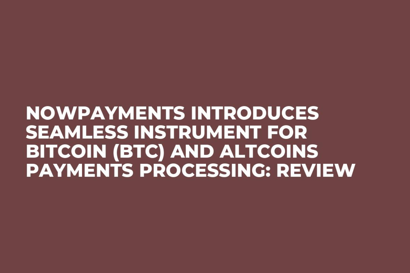NOWPayments Introduces Seamless Instrument for Bitcoin (BTC) and ...