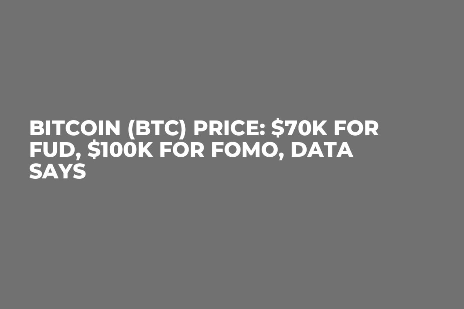 Bitcoin (BTC) Price: $70K for FUD, $100K for FOMO, Data Says - U.Today