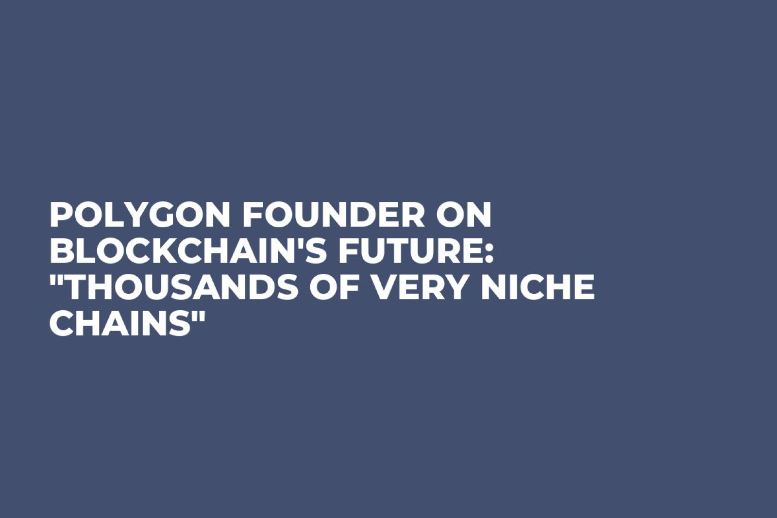 Polygon Founder on Blockchain's Future: "Thousands of Very Niche Chains ...