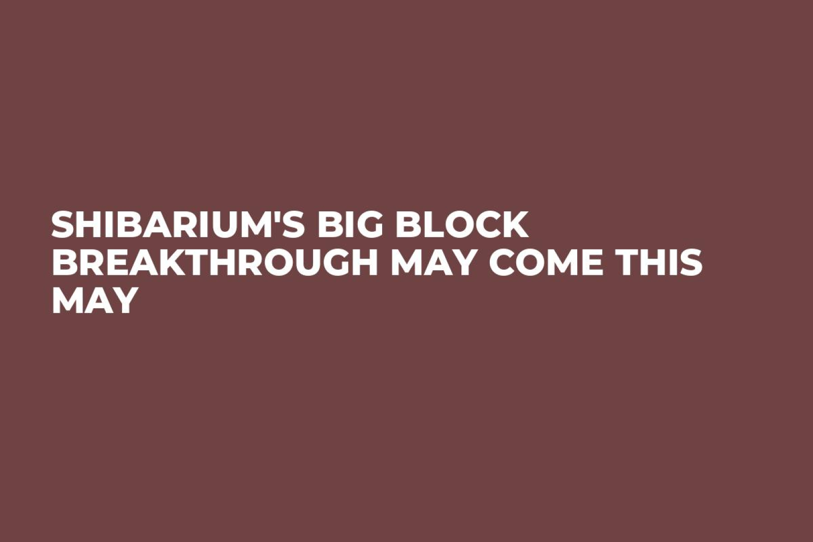 Shibarium's Big Block Breakthrough May Come This May - U.Today