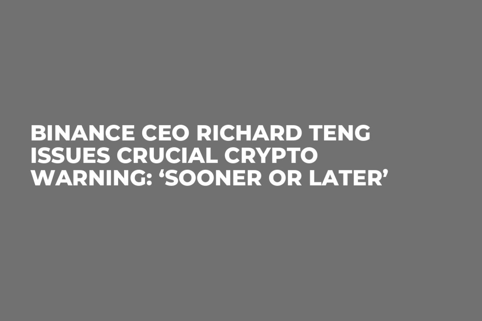 Binance CEO Richard Teng Issues Crucial Crypto Warning: ‘Sooner or ...